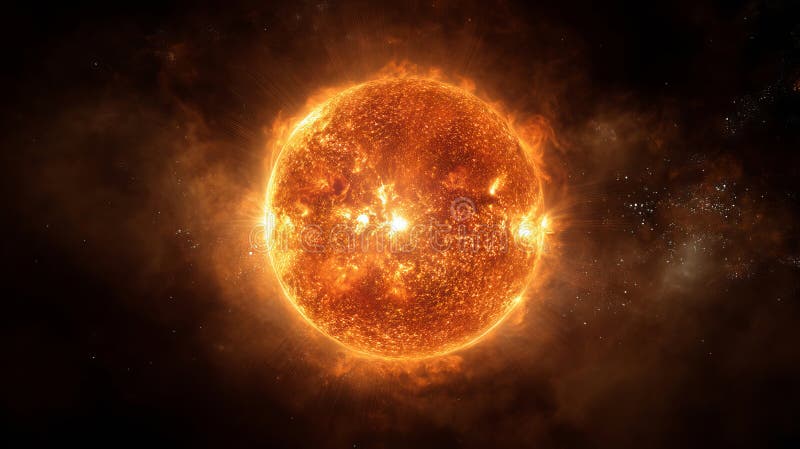 A Bright Orange Sun with a Black Background Stock Image - Image of ...