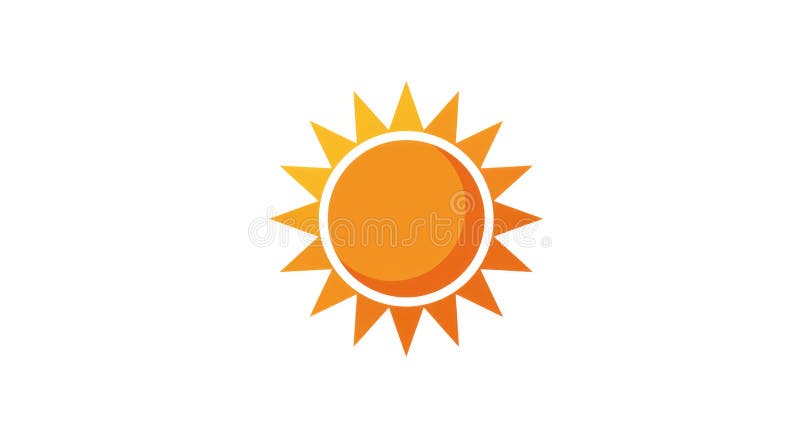Bright Orange Sun Icon with Radiating Rays on White Background Stock ...