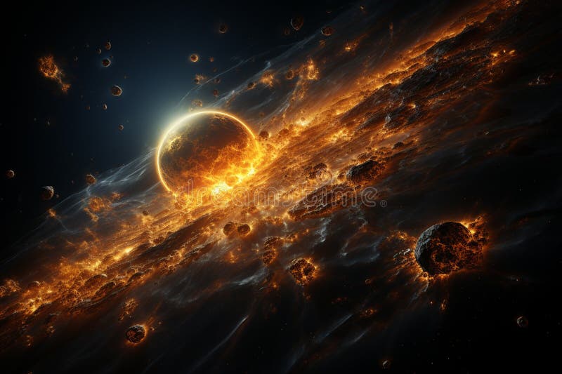 Bright Orange Sun in Solar System in Space Stock Photo - Image of ...