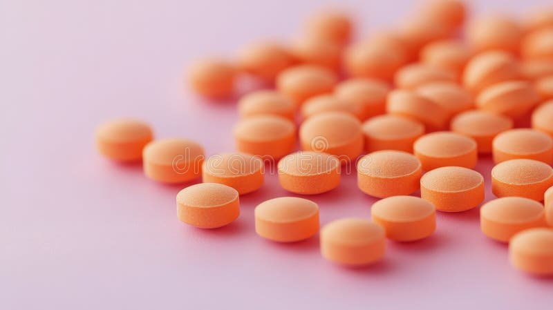 Orange Tablets Arranged on a Pink Surface in a Vibrant, Modern Setting ...