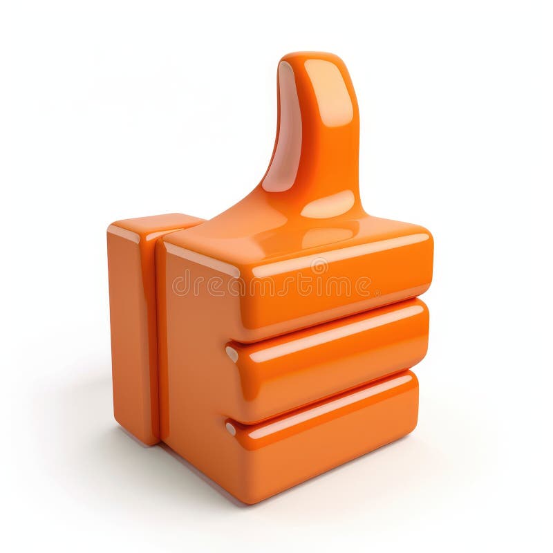 Orange 3D Thumbs Up Symbol: Positive Feedback, Approval and Success ...