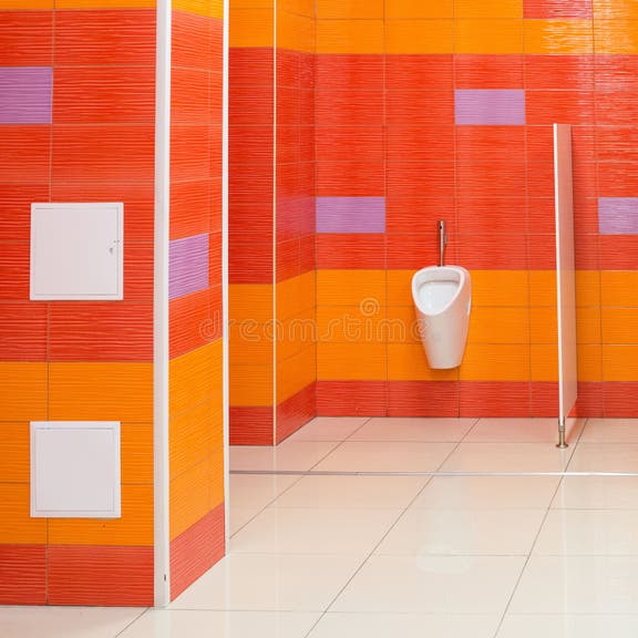Bright Orange Toilet Public Restroom Decor Stock Image - Image of ...