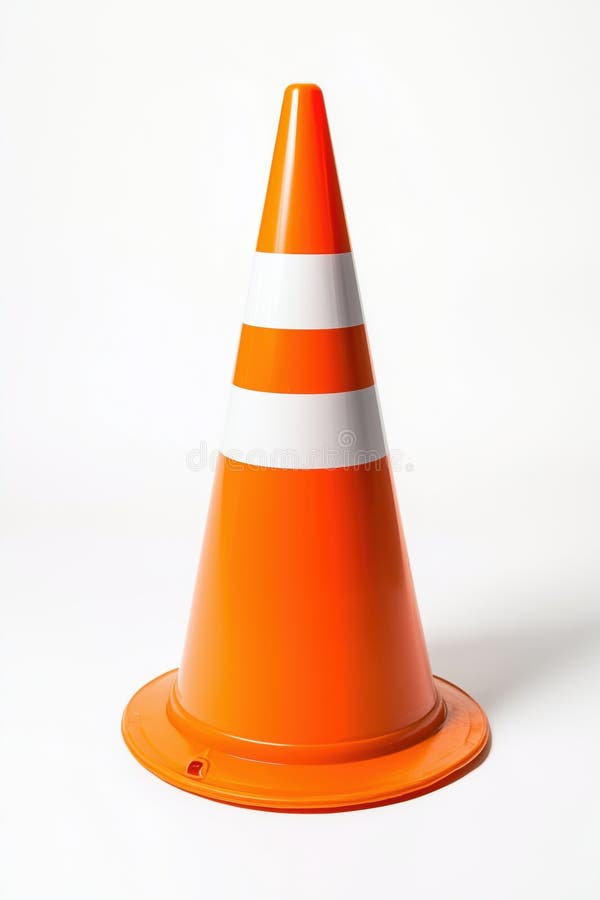 Bright Orange Traffic Cone Isolated on White Background with Copy Space ...