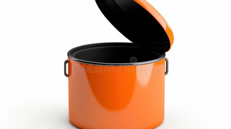 Bright Orange Trash Can on a White Background for Clean Spaces Stock ...