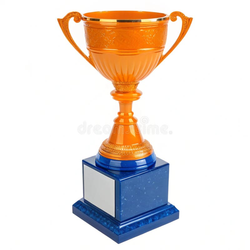 Bright Orange Trophy with Blue Base Stock Illustration - Illustration ...
