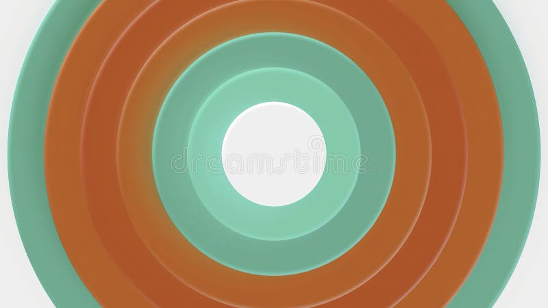 Bright Orange and Turquoise Concentric 3D Rings. Motion. Pulsating ...