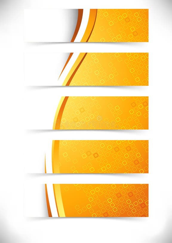 Bright Orange Waves Headers Footers Collection Stock Vector ...