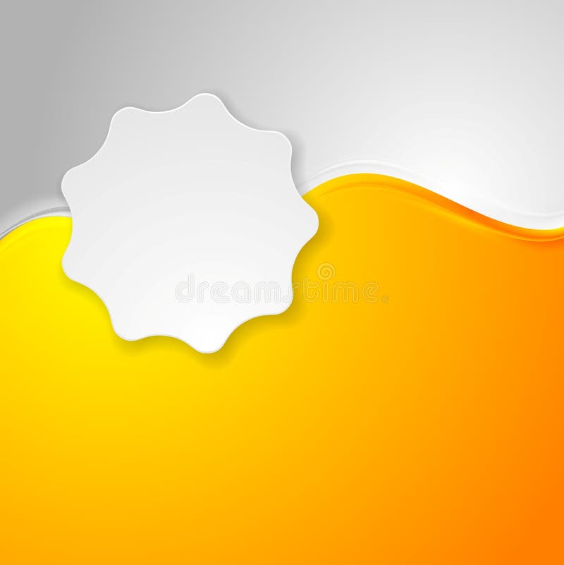Bright Orange Waves and White Label Sticker Stock Vector - Illustration ...
