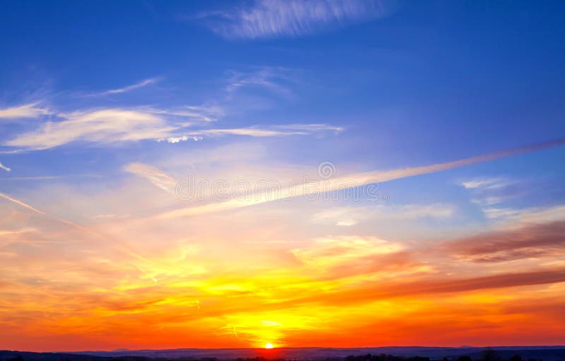 Bright Orange and Yellow Colors Sunset Sky Stock Image - Image of ...