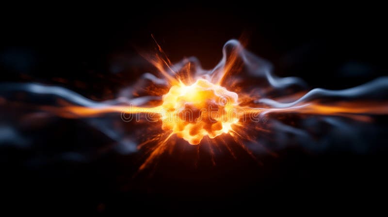 A Bright Orange and Yellow Explosion on a Black Background Stock Photo ...