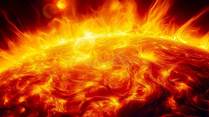 A Bright Orange and Yellow Sun with a Black Background Stock Photo ...