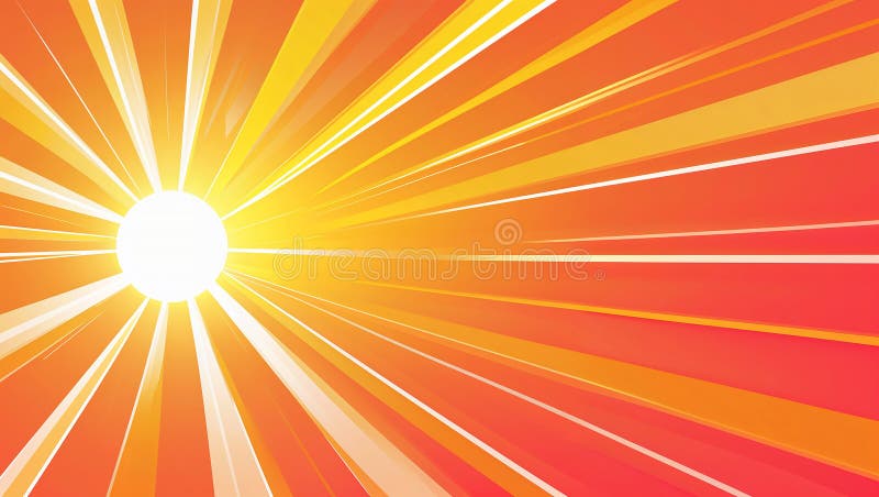Bright Orange and Yellow Sun Rays Expanding from White Circle Stock ...