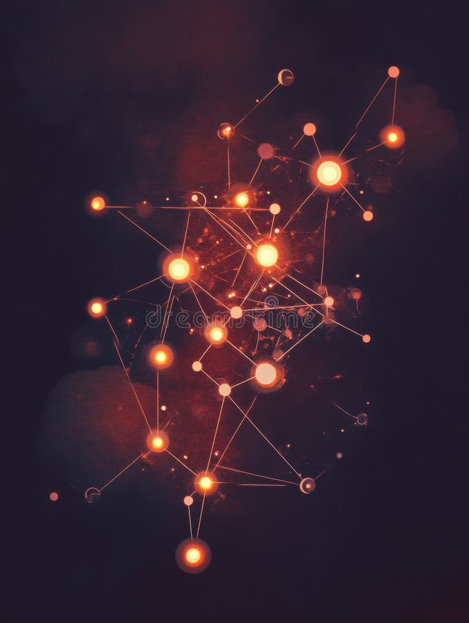 Network of Glowing Orbs and Lines Representing Connections and Data ...