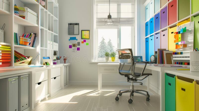 Bright and Organized Craft Room with Colorful Storage Solutions and ...