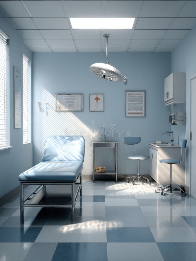 Clean Modern Exam Room Showcasing Instruments and Lighting in a ...