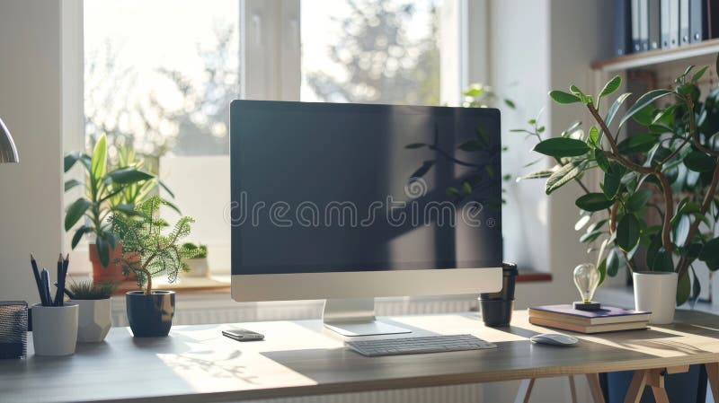 Bright and Organized Office Workspace with Horse Year Calendar on Wall ...