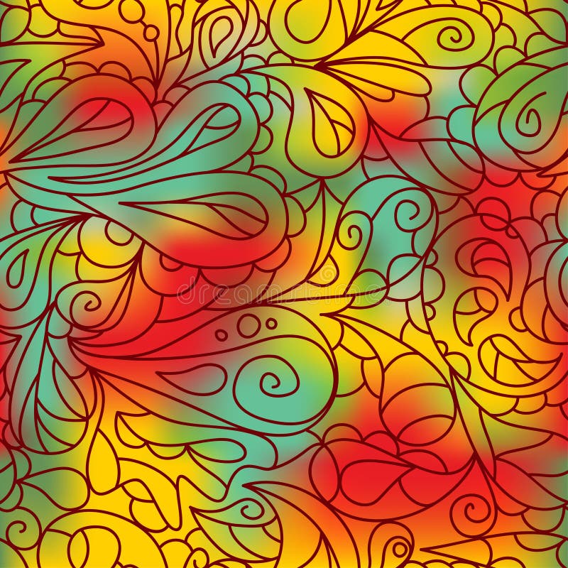 Bright Ornate Pattern Warm Tones Seamless Pattern Stock Illustrations ...