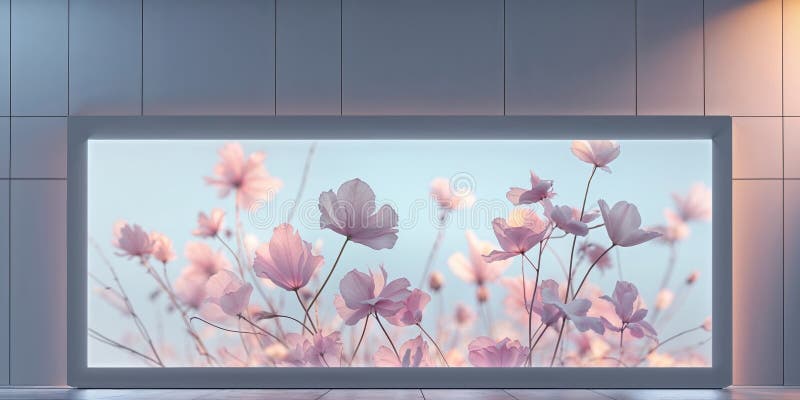 Bright Outdoor Digital Display with Floral Design Stock Image - Image ...