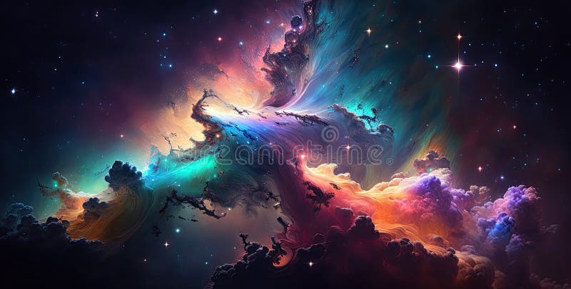 Bright Outer Space with Stars, Constellations, Galaxies. Generative AI ...