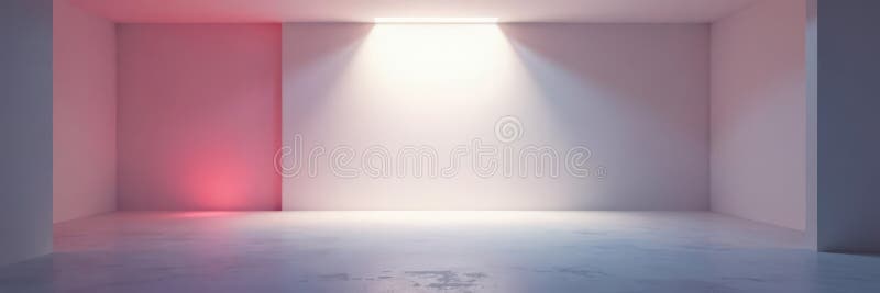 Bright Overhead Light Illuminates Sleek Empty Room, Simple, Creative ...