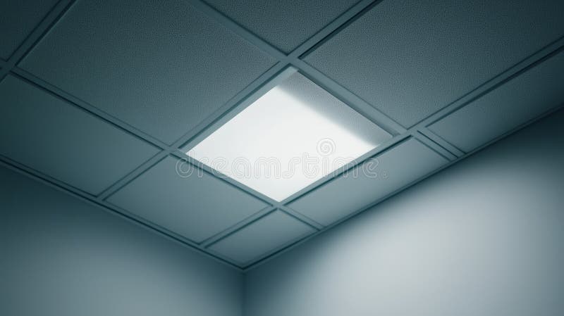 Bright Overhead Light Illuminating a Simple, Modern Room with Plain ...