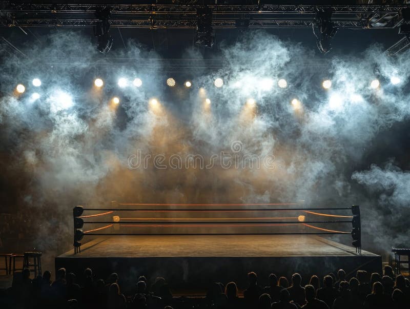 Atmosphere is Electrifying As a Boxing Ring is Dramatically Illuminated ...