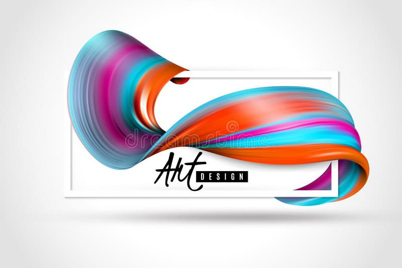 Bright Paint Brush Stroke and White Rectangular Frame Stock Vector ...