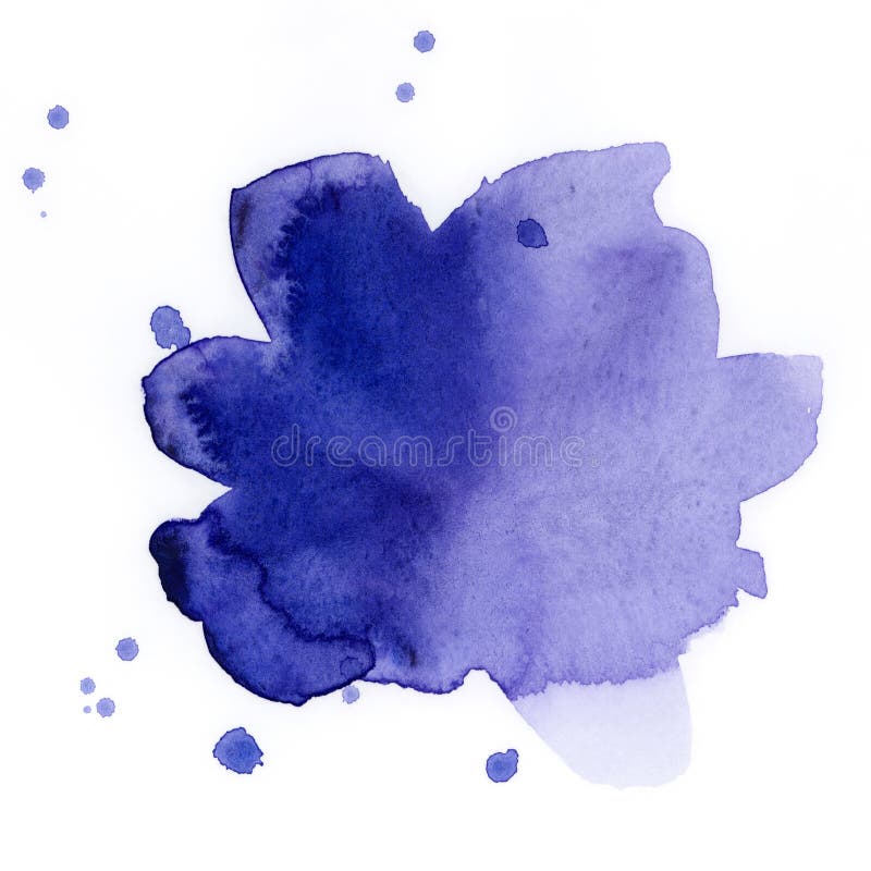 Bright Painted Violet and Blue Watercolor Splash Isolated on White ...