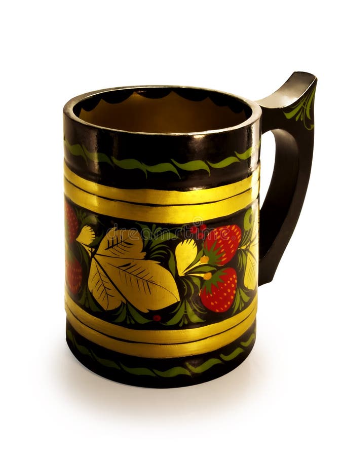 Bright-painted, Wooden Mug. Stock Photo - Image of alcohol, full: 14893298