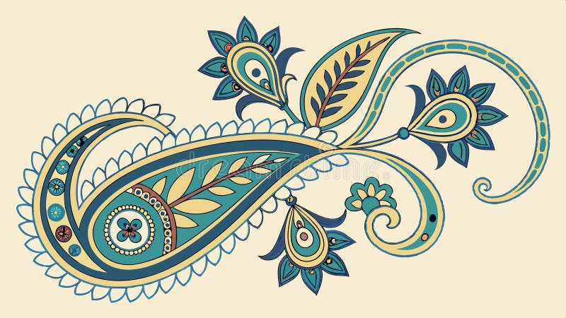 Bright Paisley Pattern in Green and Blue, Vibrant Textile Design ...