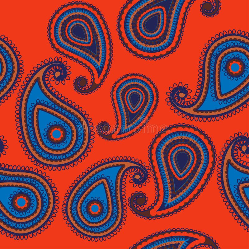 Retro Seamless Indian Paisley Pattern Stock Vector - Illustration of ...