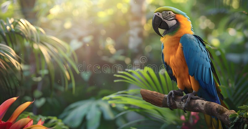 Bright Parrot in the Rainforest Stock Image - Image of birds, parrot ...