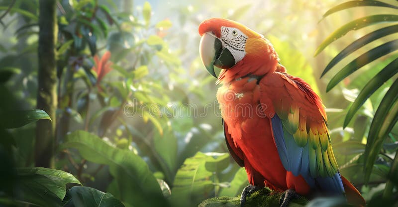 Bright Parrot in the Rainforest Stock Photo - Image of tropical ...