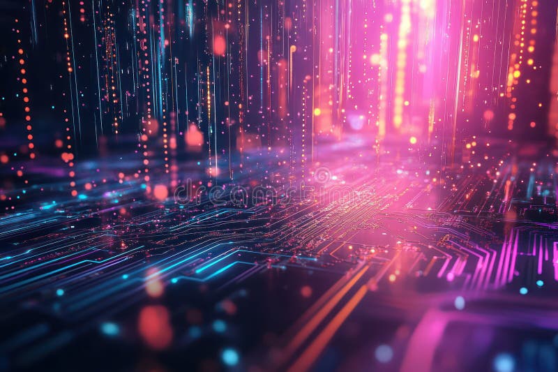 Digital Particles Over Futuristic Circuit Board Stock Photo - Image of ...