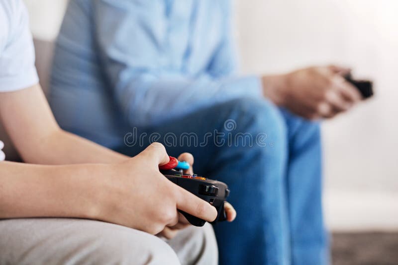 Bright Passionate Men Using Controllers for Play Stock Photo - Image of ...