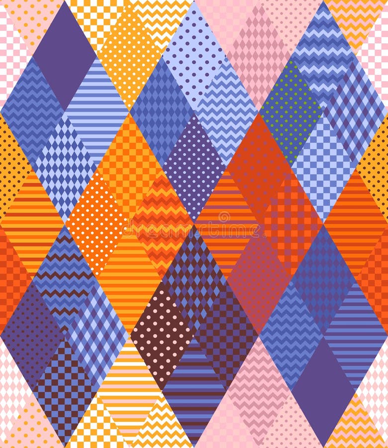 Bright Patchwork Pattern from Different Rhombus Patches with Geometric ...