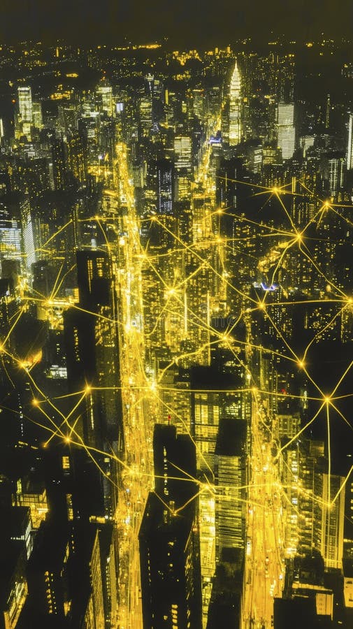 Bright Pathways in City Demonstrating Tech Advance Stock Illustration ...