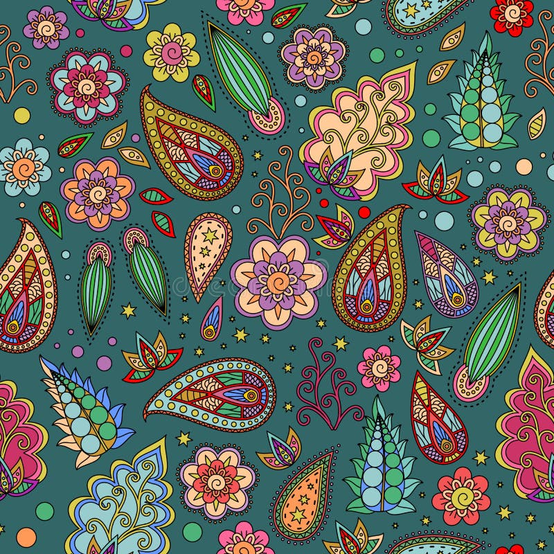 Bright Pattern with Decorative Flowers and Leaves. Seamless Vector ...