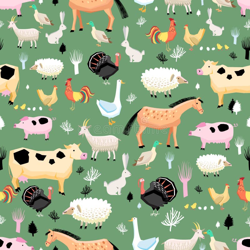 Farm animals flat icons stock vector. Illustration of animal - 59556854