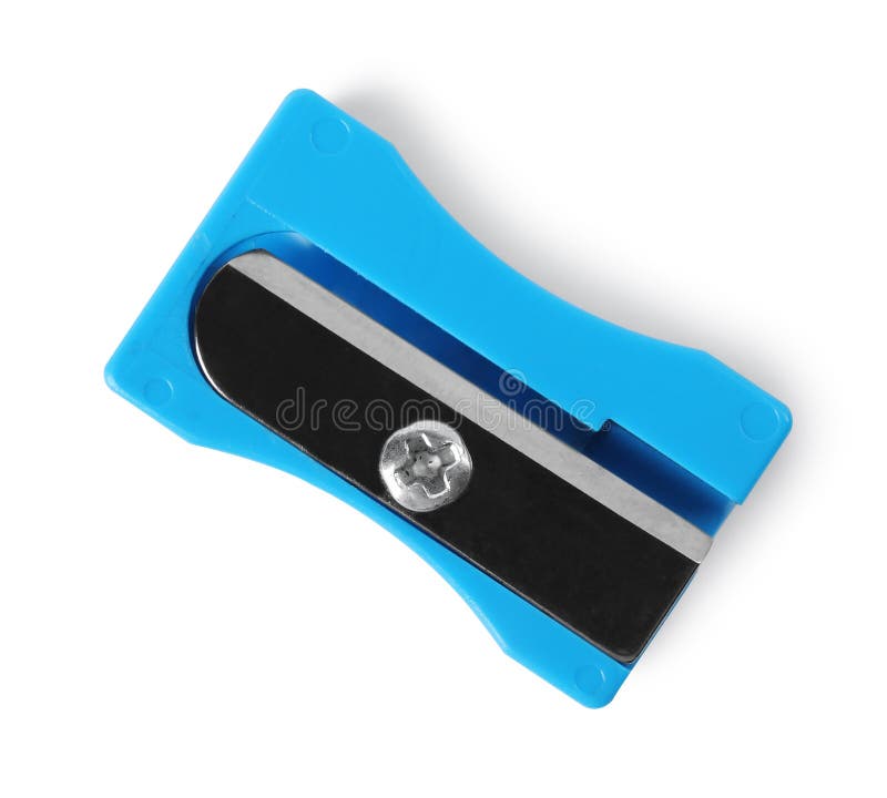 Bright Pencil Sharpener Isolated on White, Top View. School Stationery ...