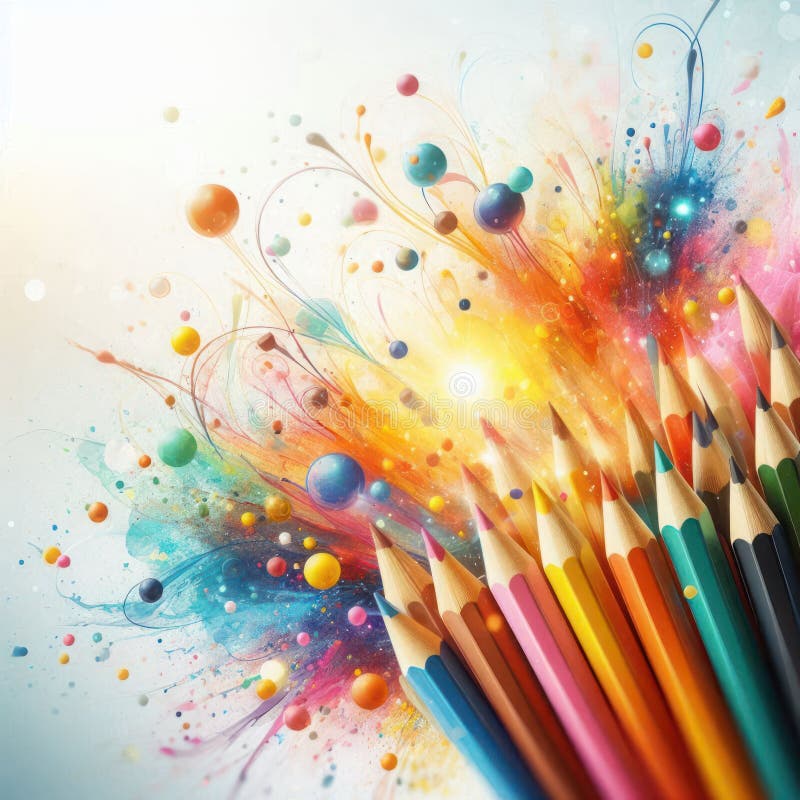 Bright Pencils Against the Background of a Color Explosion of Colors ...