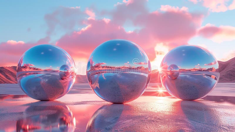 Bright Photo of Chrome Balls. There is a Lot of Reflection in the Balls ...