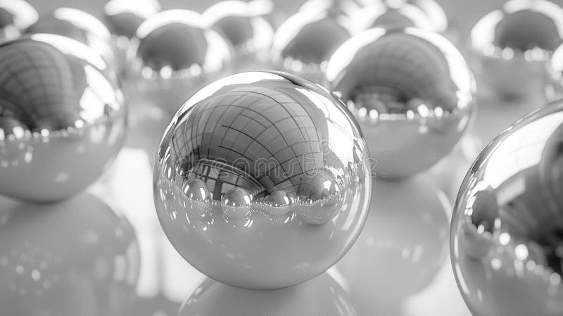 Bright Photo of Chrome Balls. There is a Lot of Reflection in the Balls ...