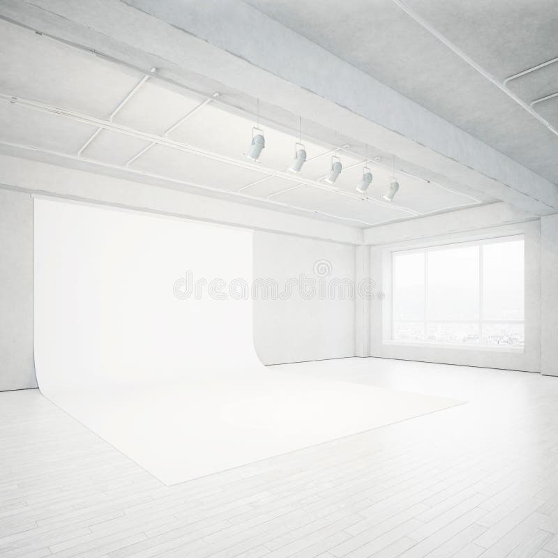 Bright Photo Studio Background with Spotlights Stock Photo - Image of ...