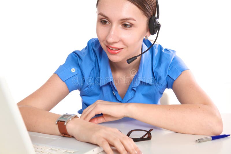 Bright Picture of Friendly Female Helpline Operator Stock Image - Image ...