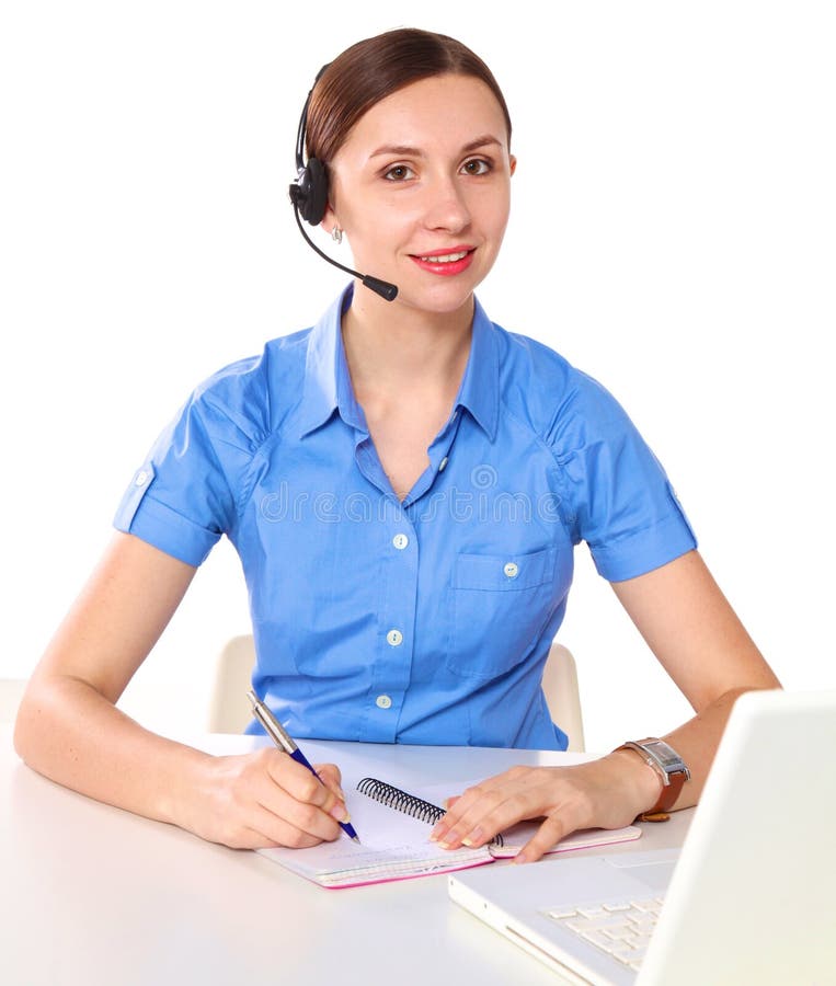 Bright Picture of Friendly Female Helpline Operator Stock Image - Image ...