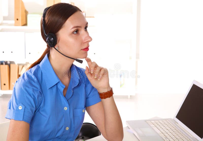 Bright Picture of Friendly Female Helpline Operator Stock Photo - Image ...