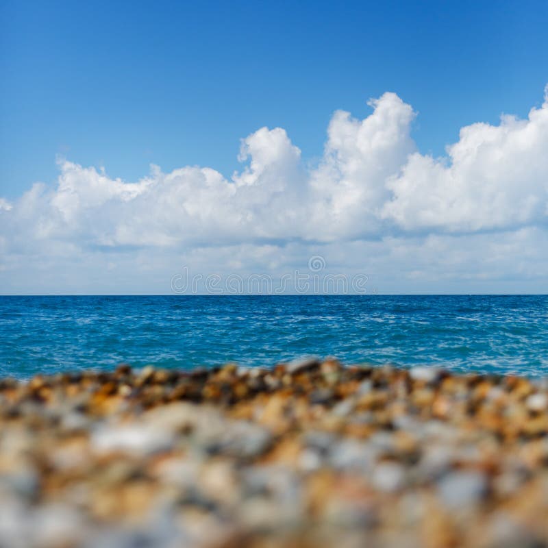 Bright Picture of Seashore with Blue Sky and Sea Stock Photo - Image of ...