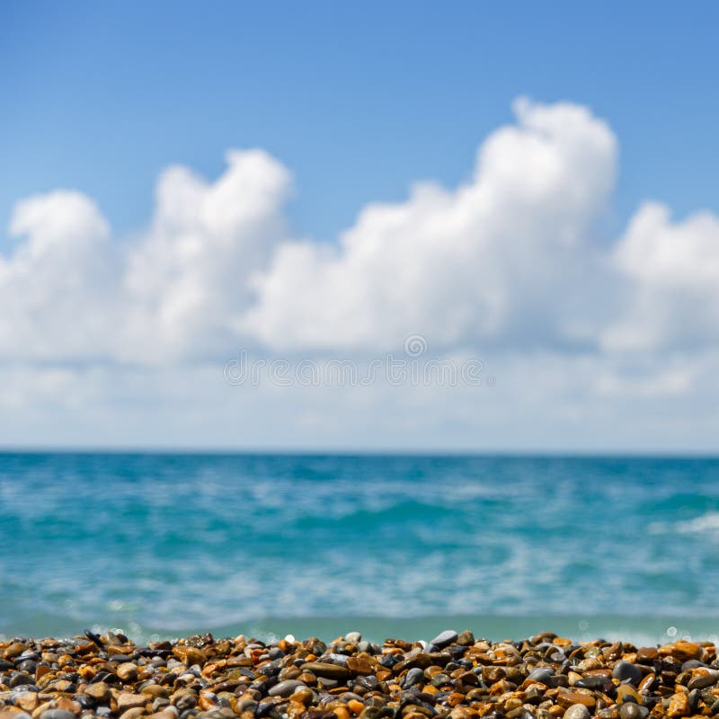 Bright Picture of Seashore with Blue Sky and Sea Stock Photo - Image of ...