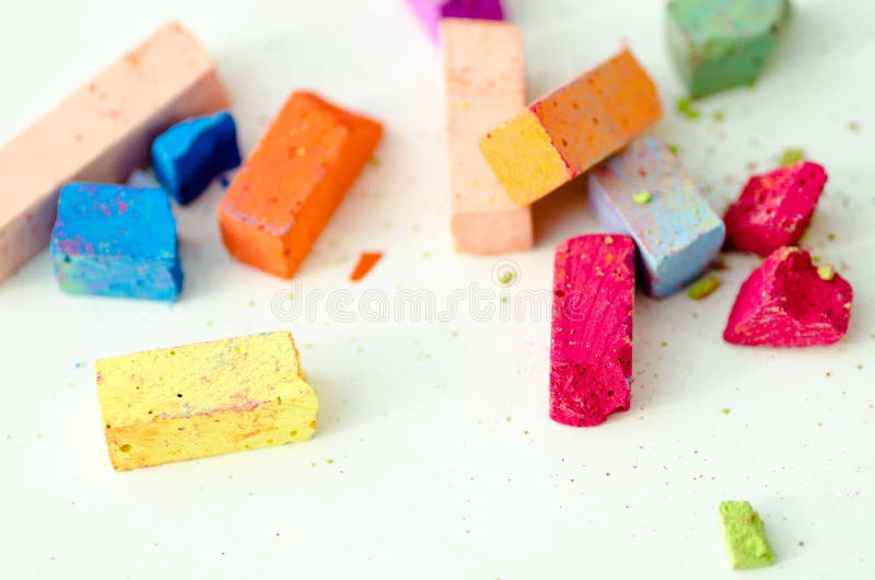 Bright Pieces of Chalk on White Background Stock Image - Image of ...